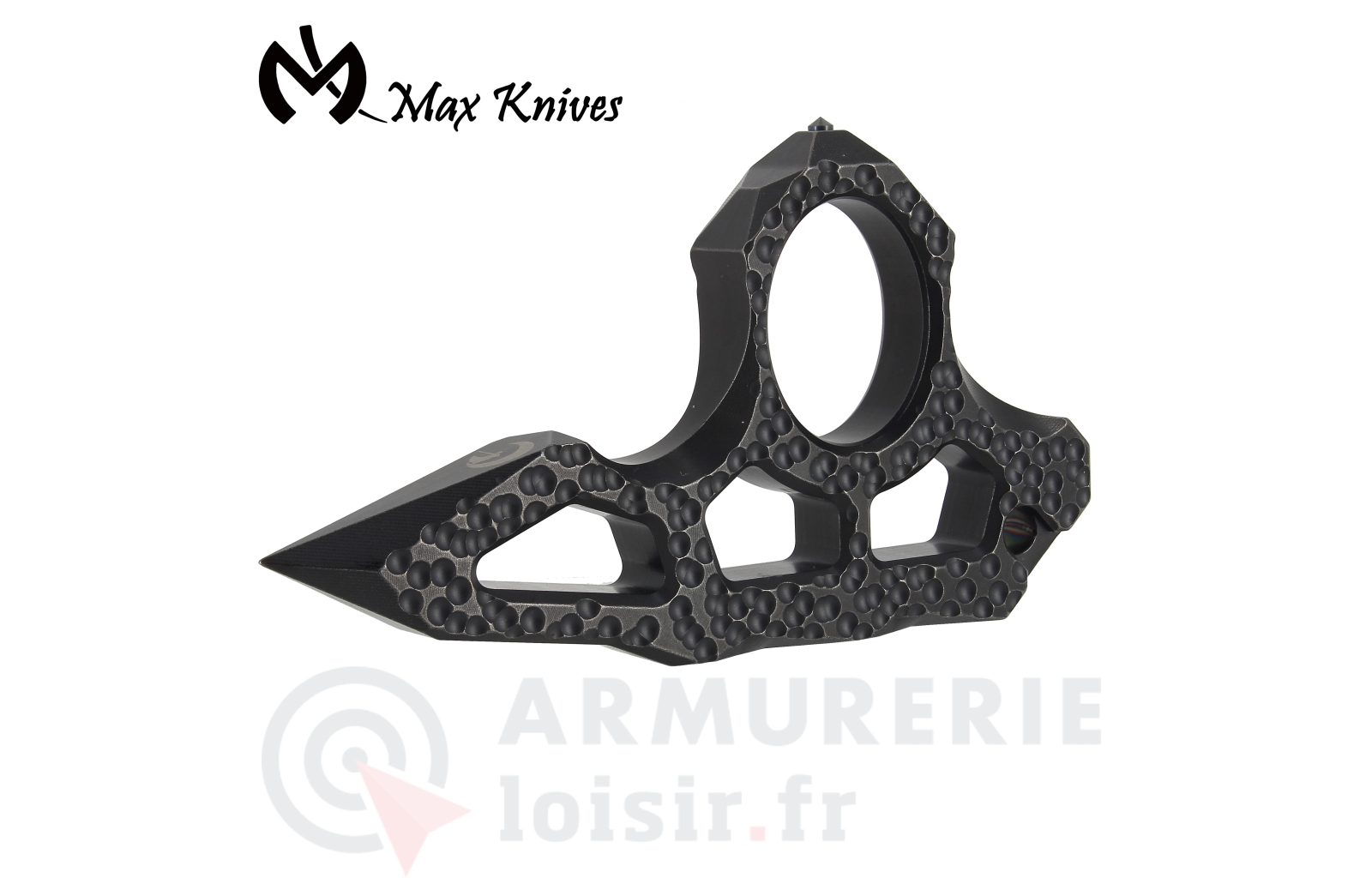 Poing Américain Knuckan 100% Titane black avec pointe - Armurerie Loisir