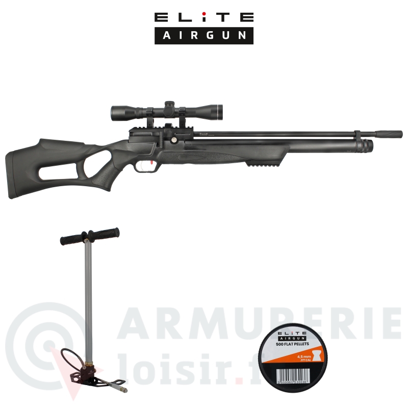Pack carabine PCP Elite Airgun Predator + pompe - 4.5 mm (19.9 J ...