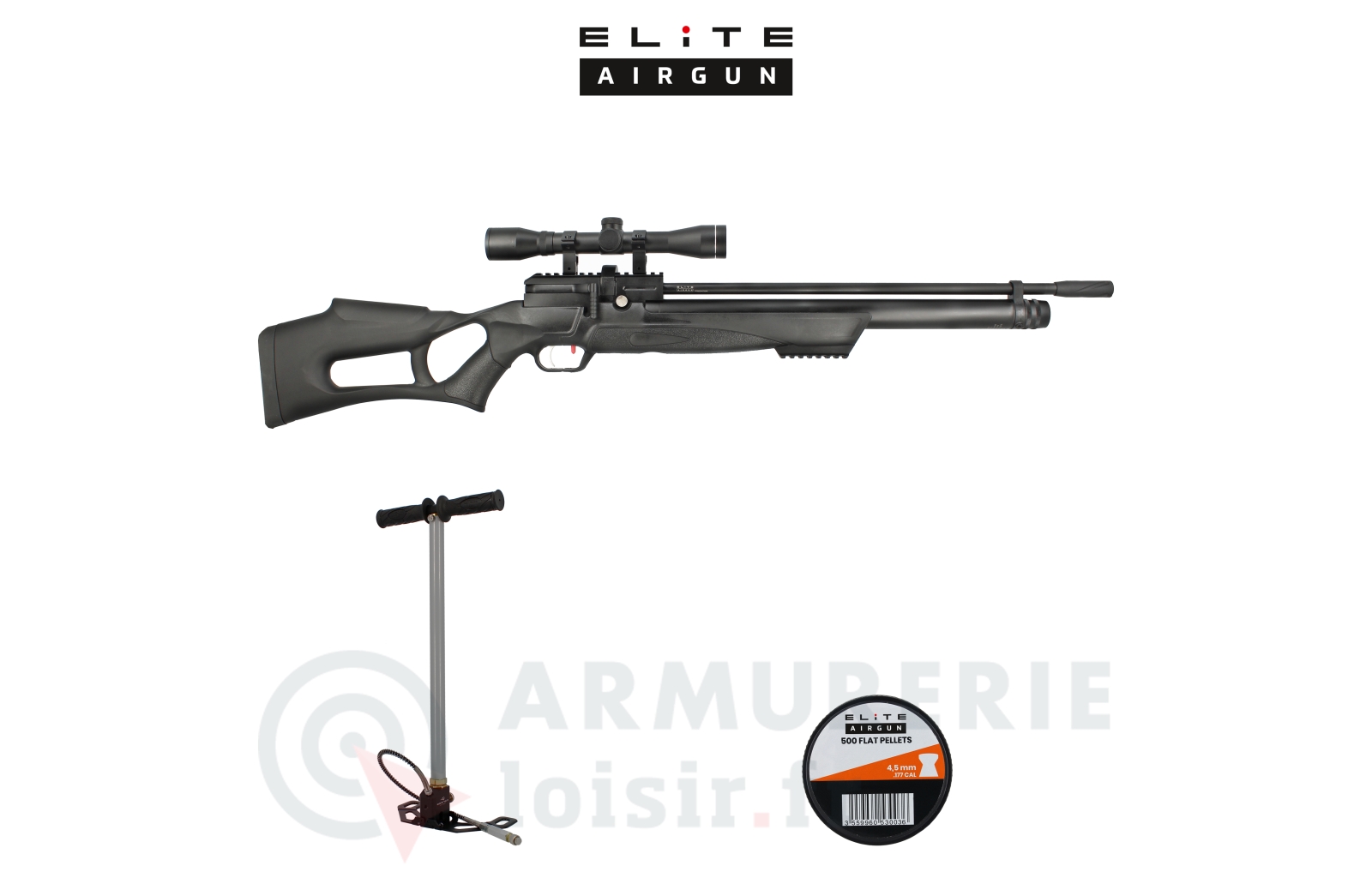 Pack carabine PCP Elite Airgun Predator + pompe - 4.5 mm (19.9 J ...