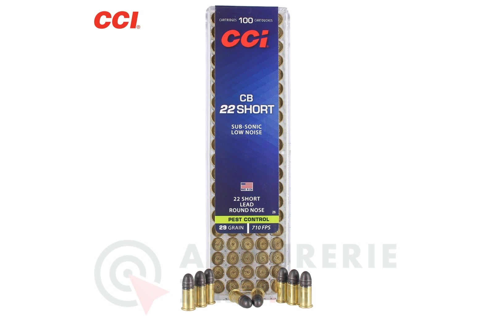 100 munitions CCI CB 22 Short Sub-sonic - 22LR Short (29 grains ...