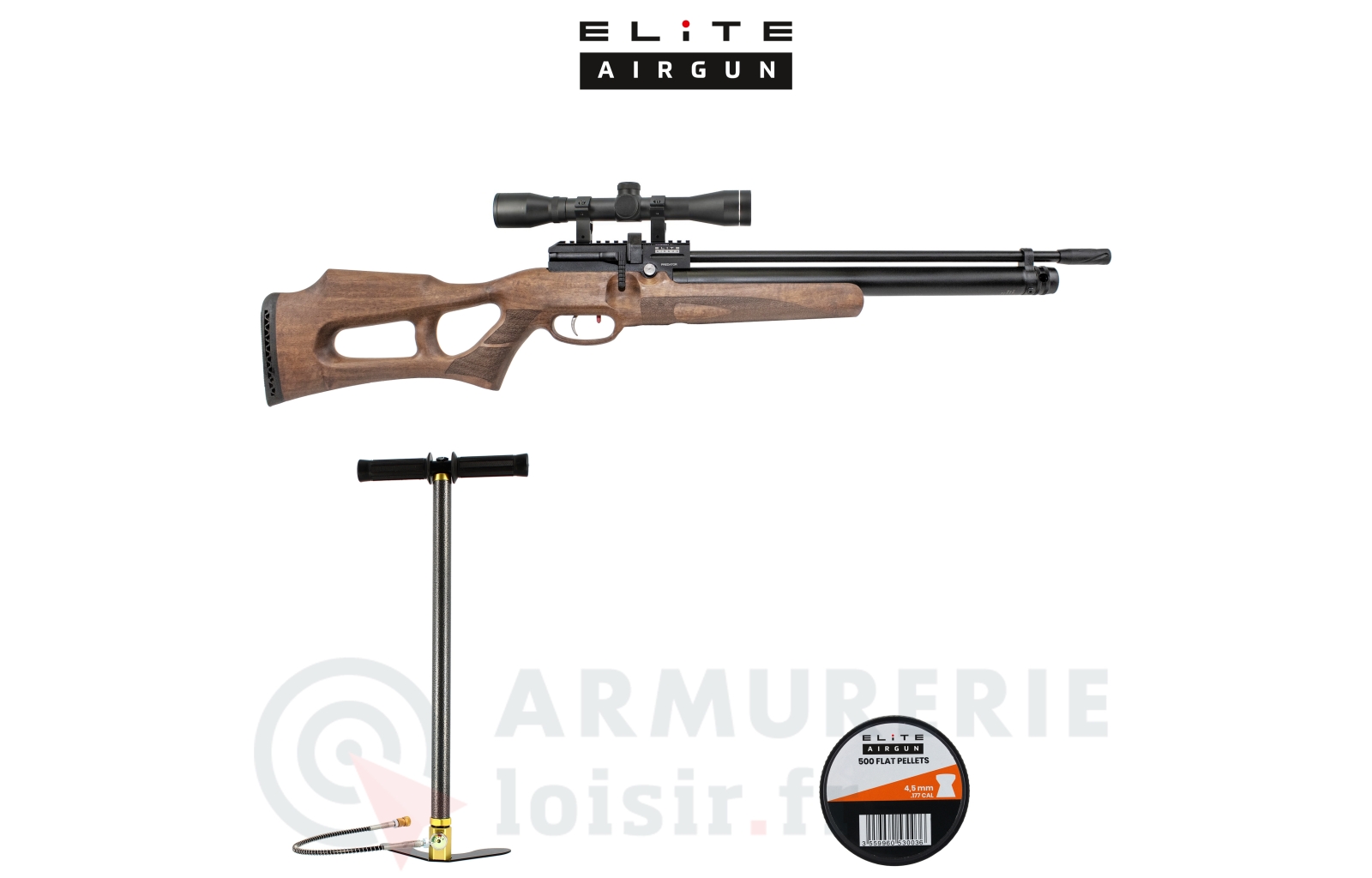 Carabine PCP Elite Airgun Predator W (bois) avec Pompe - 4.5mm (19.9 J ...
