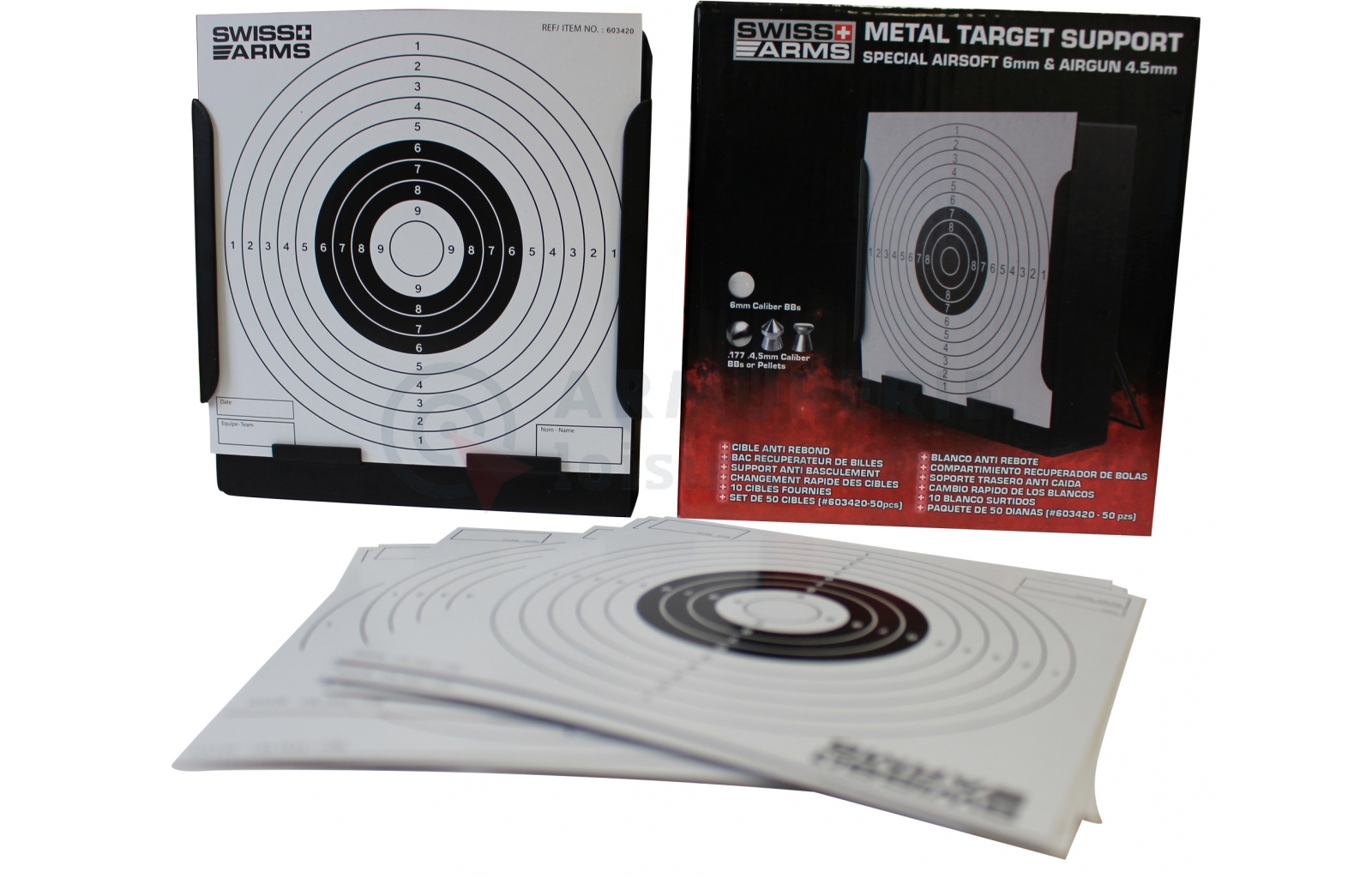 Porte cible plat métallique 14x14cm Swiss Arms + 10 cibles - Armurerie ...